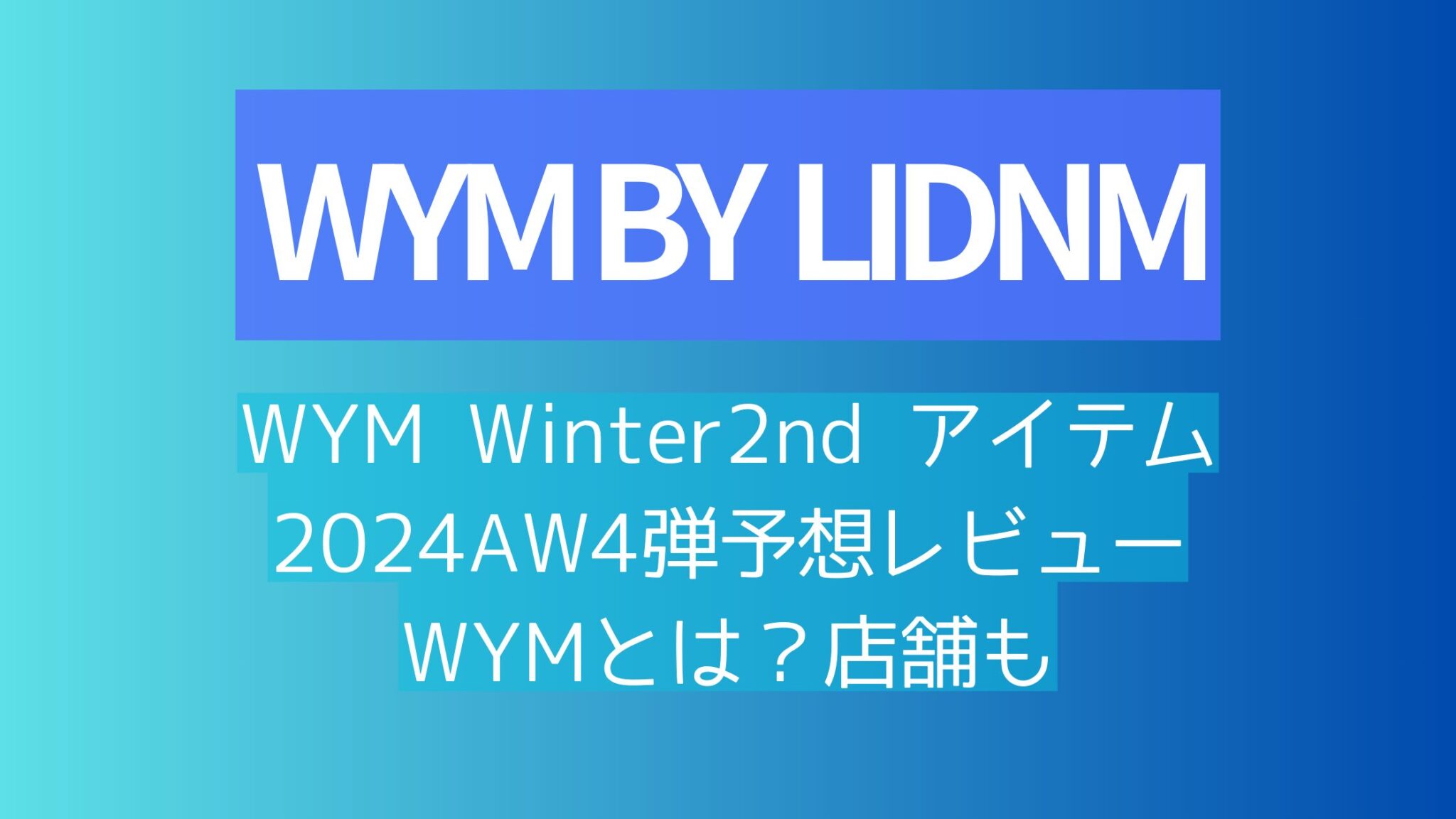 WYM LIDNM冬アイテム2nd予想レビューWYMとは？店舗も - えむるす Enjoy My Life Style